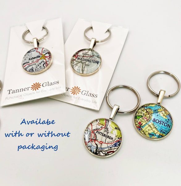 Tanner Glass - Keychain: Vintage Map (customizable) – Go Slo Apparel