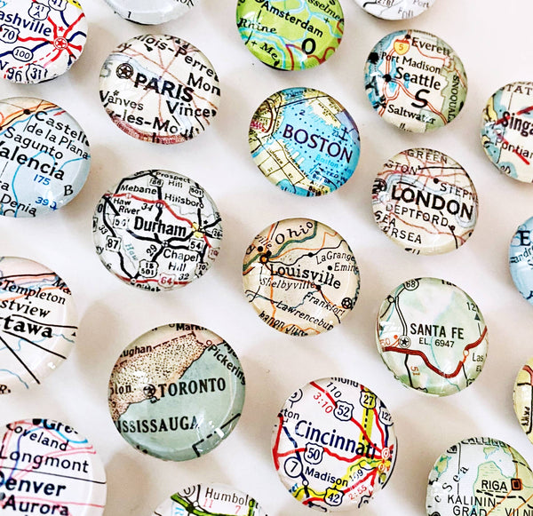 Tanner Glass - Magnet - Vintage Map - 20mm - you choose the locations ...